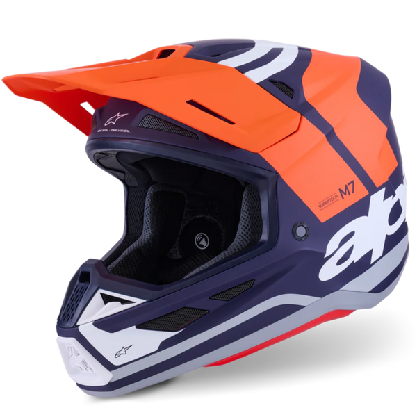 Alpinestars Helmet Supertech S-M7 Core Helmet ECE06 - Orange Blue Matt – AT Motocross