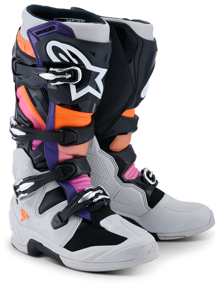 Alpinestars Tech 7 Motocross Boots - Grey Orange Magenta – AT Motocross