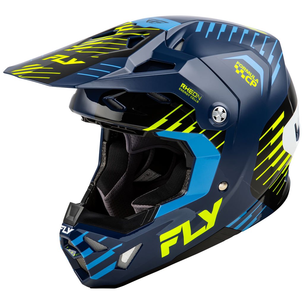 Fly Racing 2025 Formula CP Slice Helmet Navy Hi-Viz White – AT Motocross
