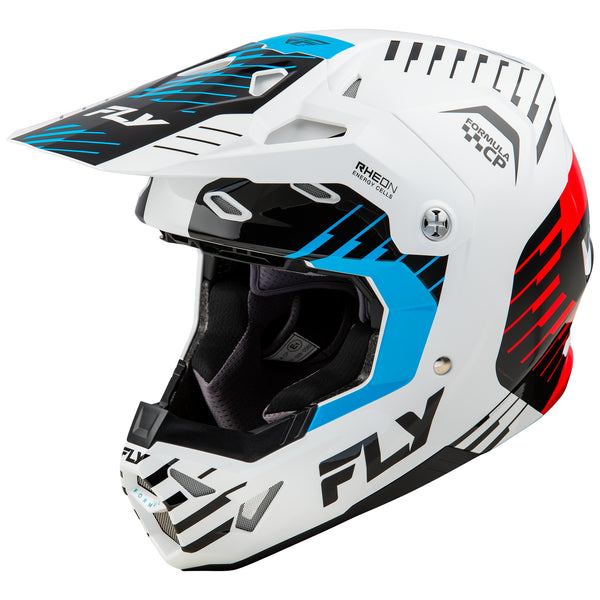 Fly Racing 2025 Formula CP Slice Helmet White Red Cyan – AT Motocross