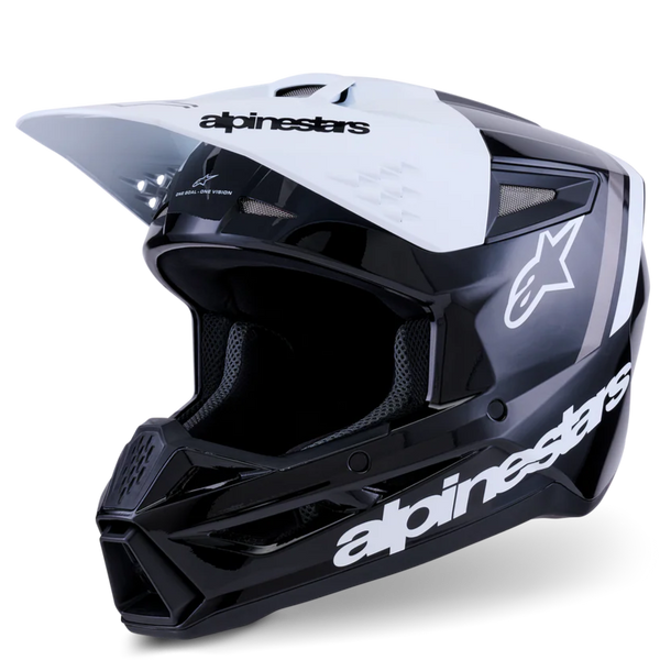 Alpinestars Helmet SM3 Radium Helmet Black White Gray Gloss – AT Motocross