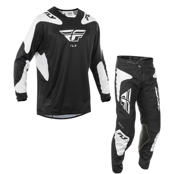 Fly Kinetic Sym Combo Black White – AT Motocross
