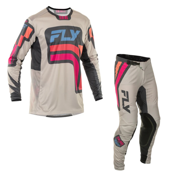 Fly Kinetic Lite Combo Grey Pink Coral – AT Motocross