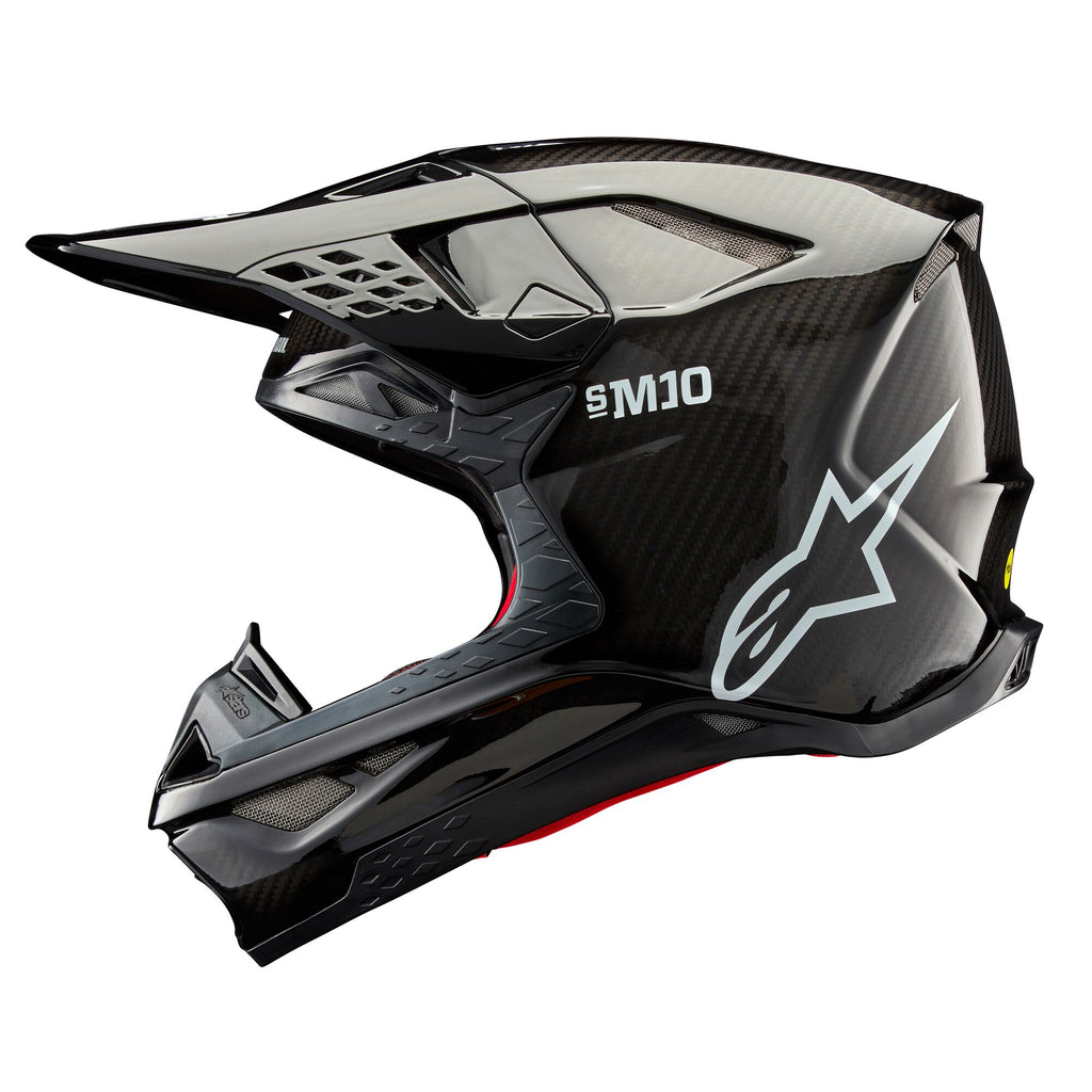 Alpinestars Helmet Supertech SM10 Solid Black Glossy Carbon – AT Motocross