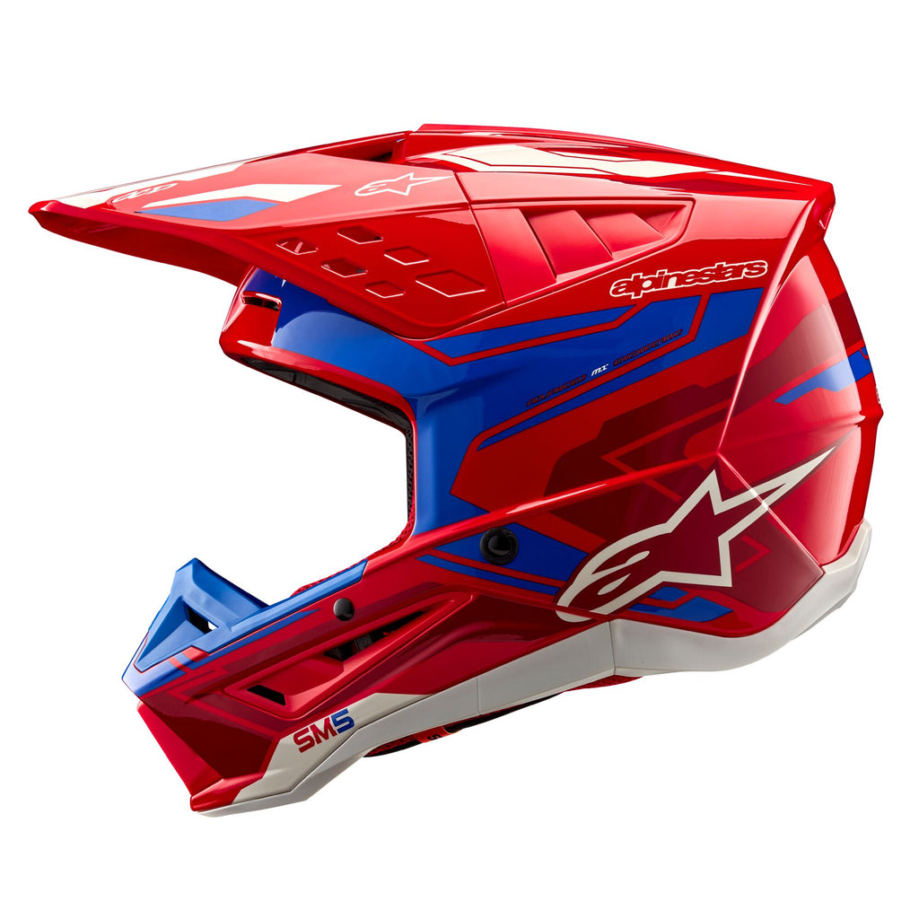Alpinestars Helmet SM5 Action Bright Red Blue Glossy – AT Motocross
