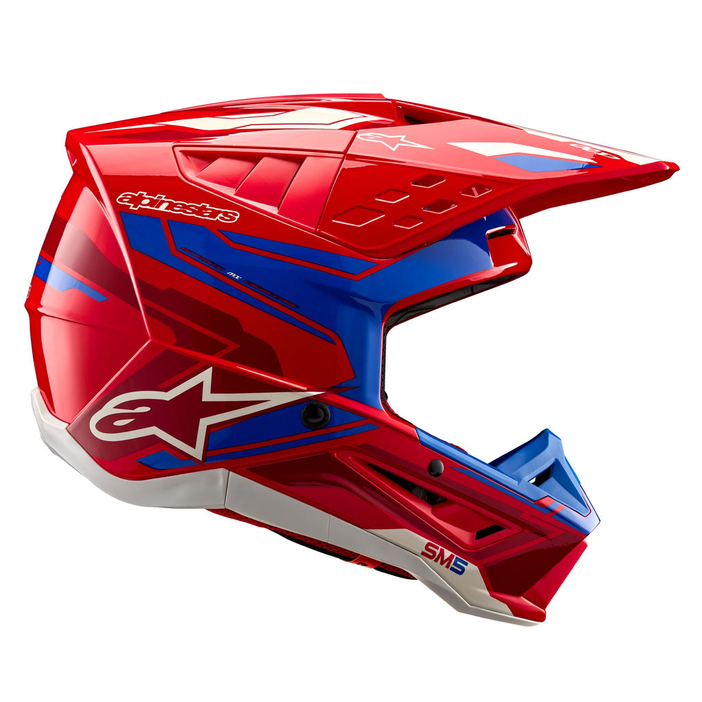 Alpinestars Helmet SM5 Action Bright Red Blue Glossy – AT Motocross