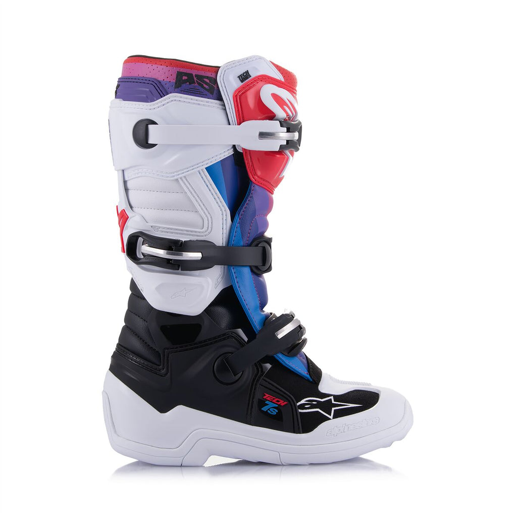 Alpinestars Tech 7S Youth Boots White Black Rainbow – AT Motocross